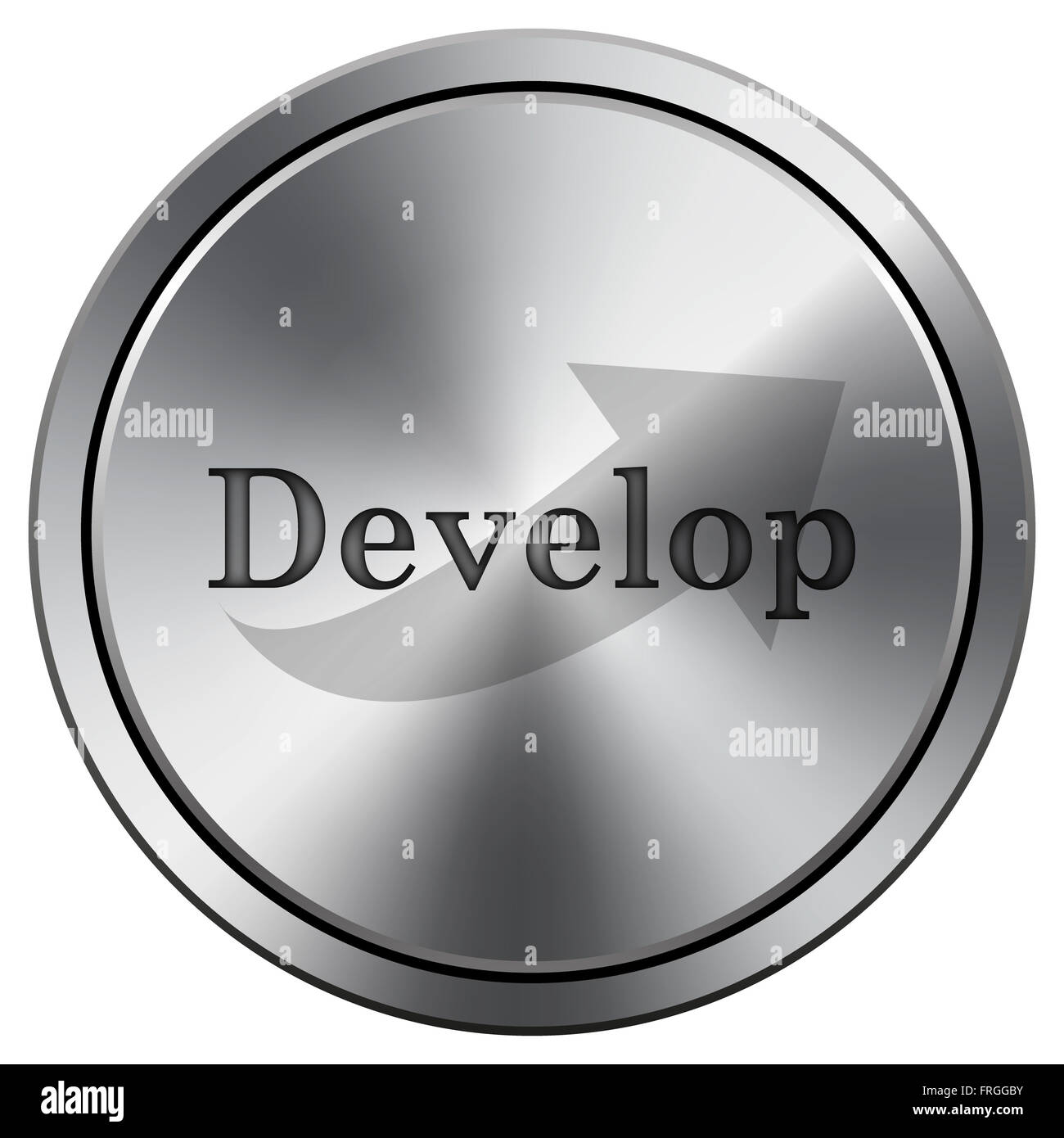 Develop icon. Metallic internet button on white background Stock Photo ...