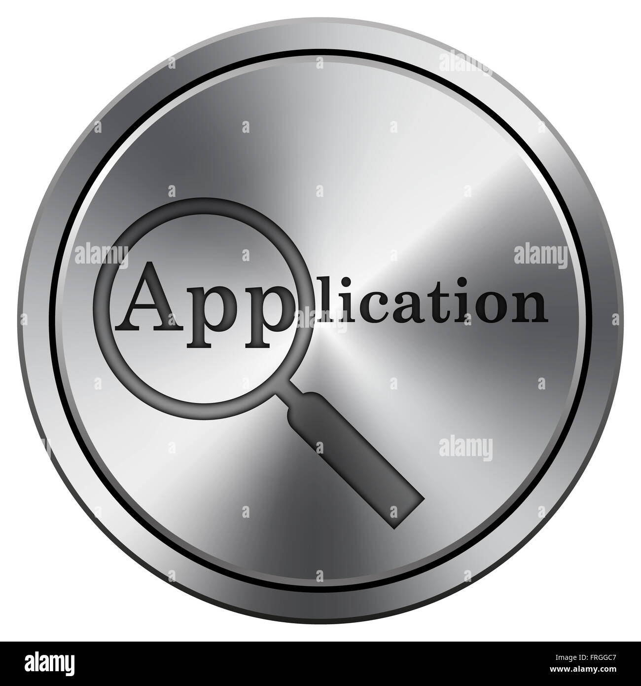 Application icon. Metallic internet button on white background Stock ...