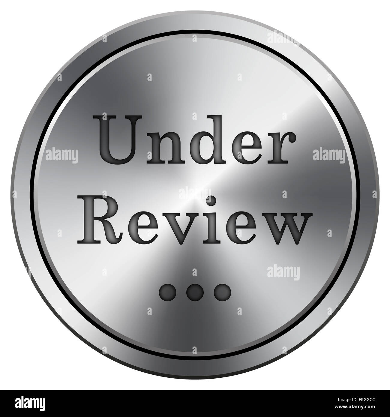 Under review icon. Metallic internet button on white background Stock ...
