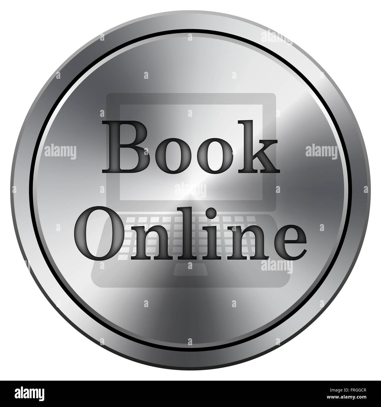 Book online icon. Metallic internet button on white background Stock ...
