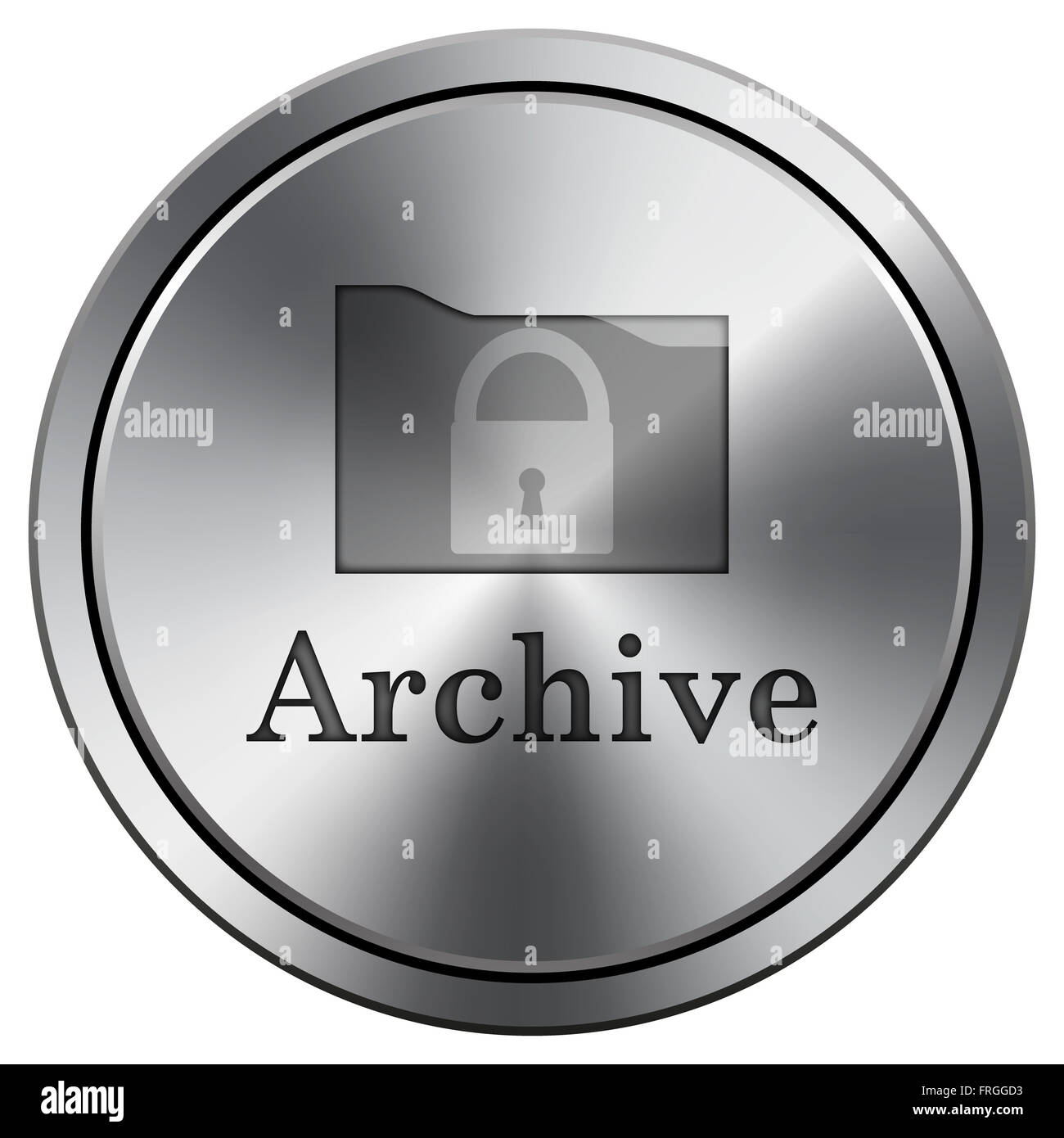Archive icon. Metallic internet button on white background Stock Photo ...