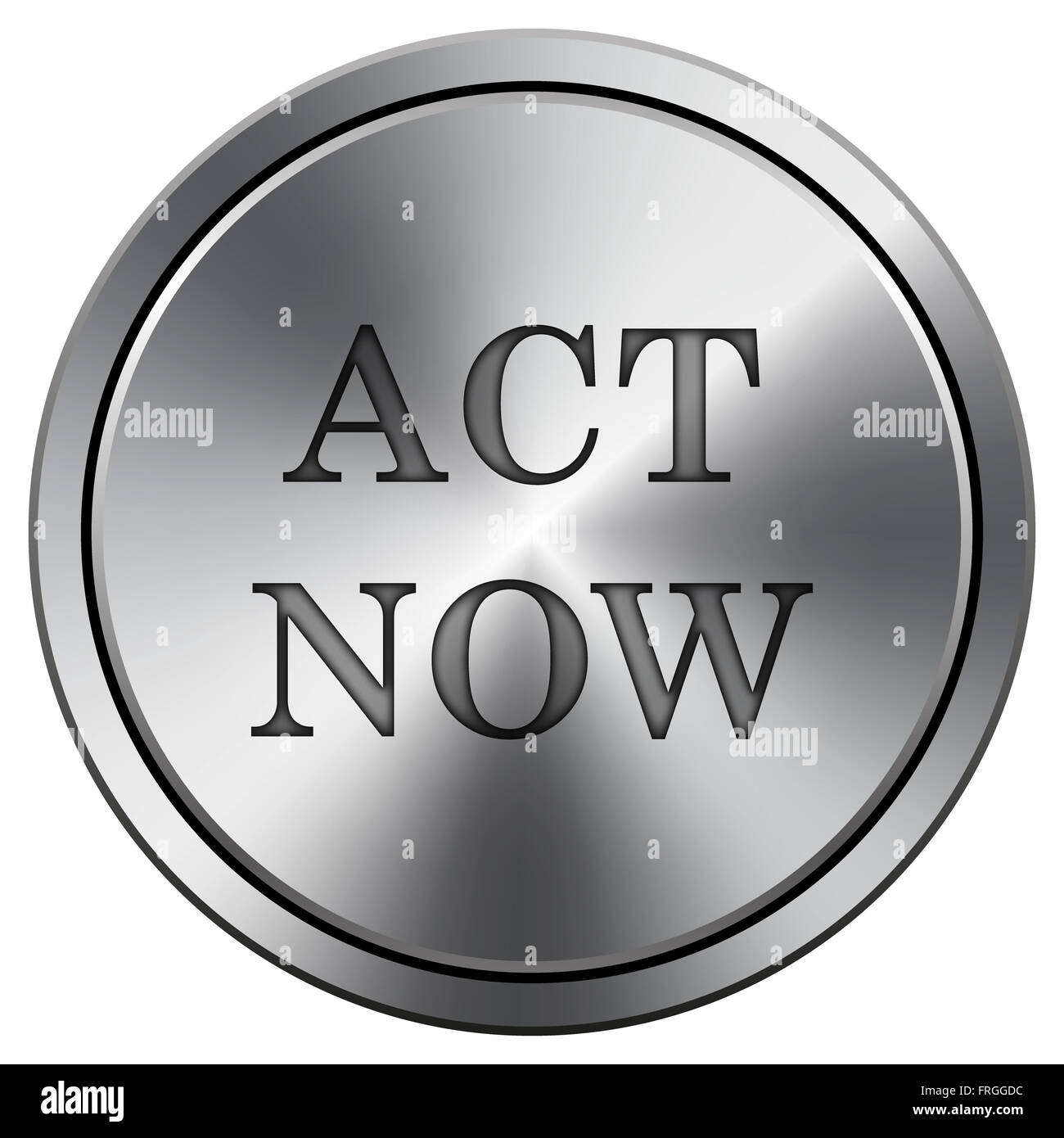 Act now icon. Metallic internet button on white background Stock Photo ...