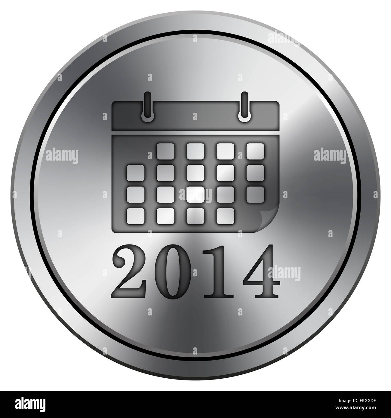 2014 calendar icon. Metallic internet button on white background Stock ...