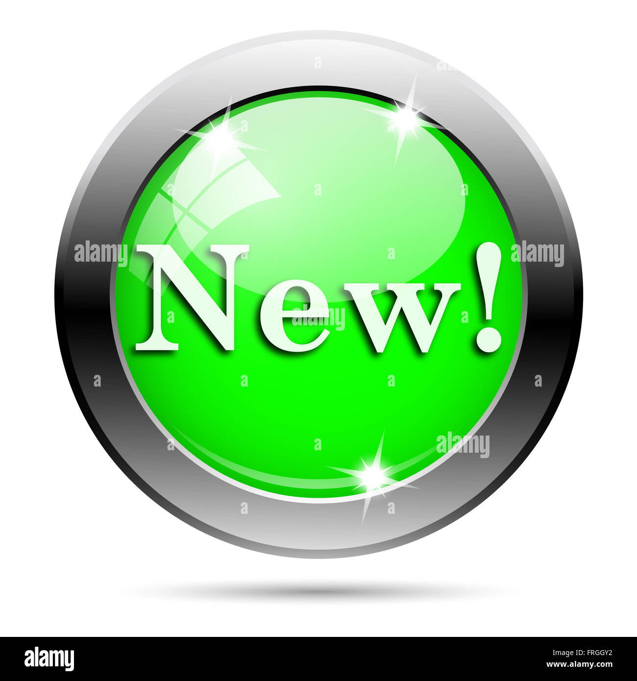 Metallic round glossy icon with white design on green background Stock ...