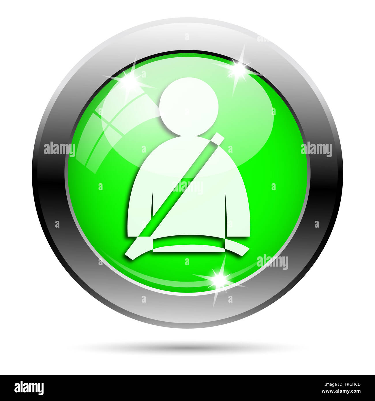 Metallic round glossy icon with white design on green background Stock ...