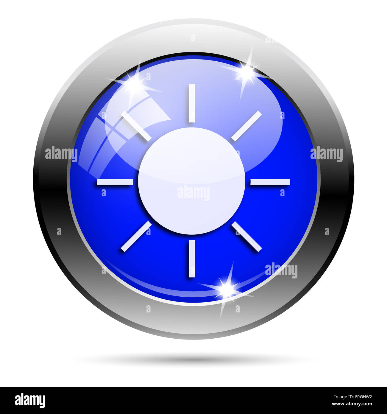 Metallic round glossy icon with white design on blue background Stock ...