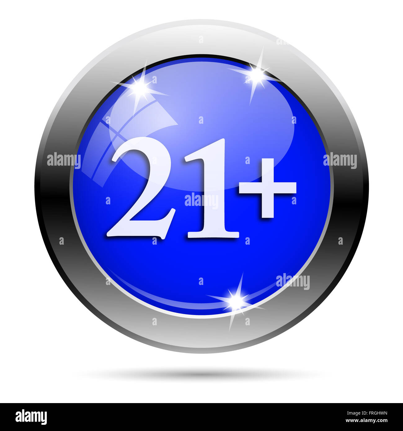 Metallic round glossy icon with white design on blue background Stock ...