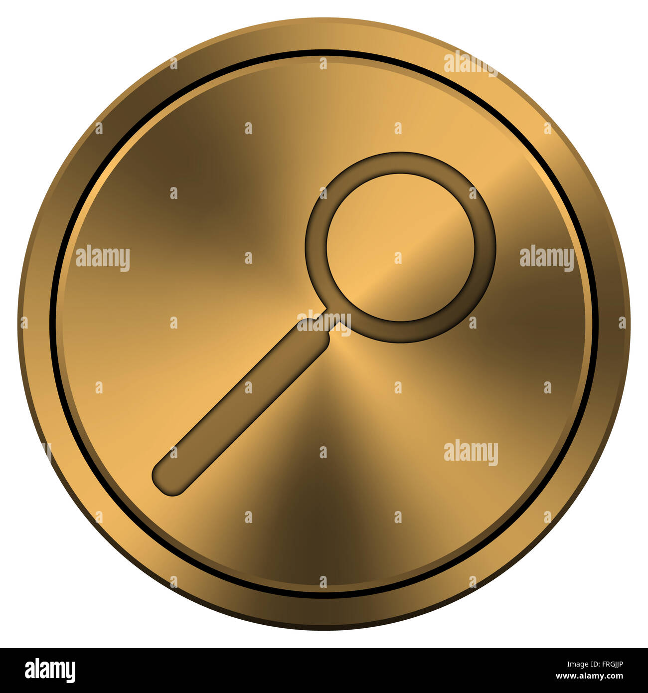 Metallic icon with carved design on copper-colored background Stock ...