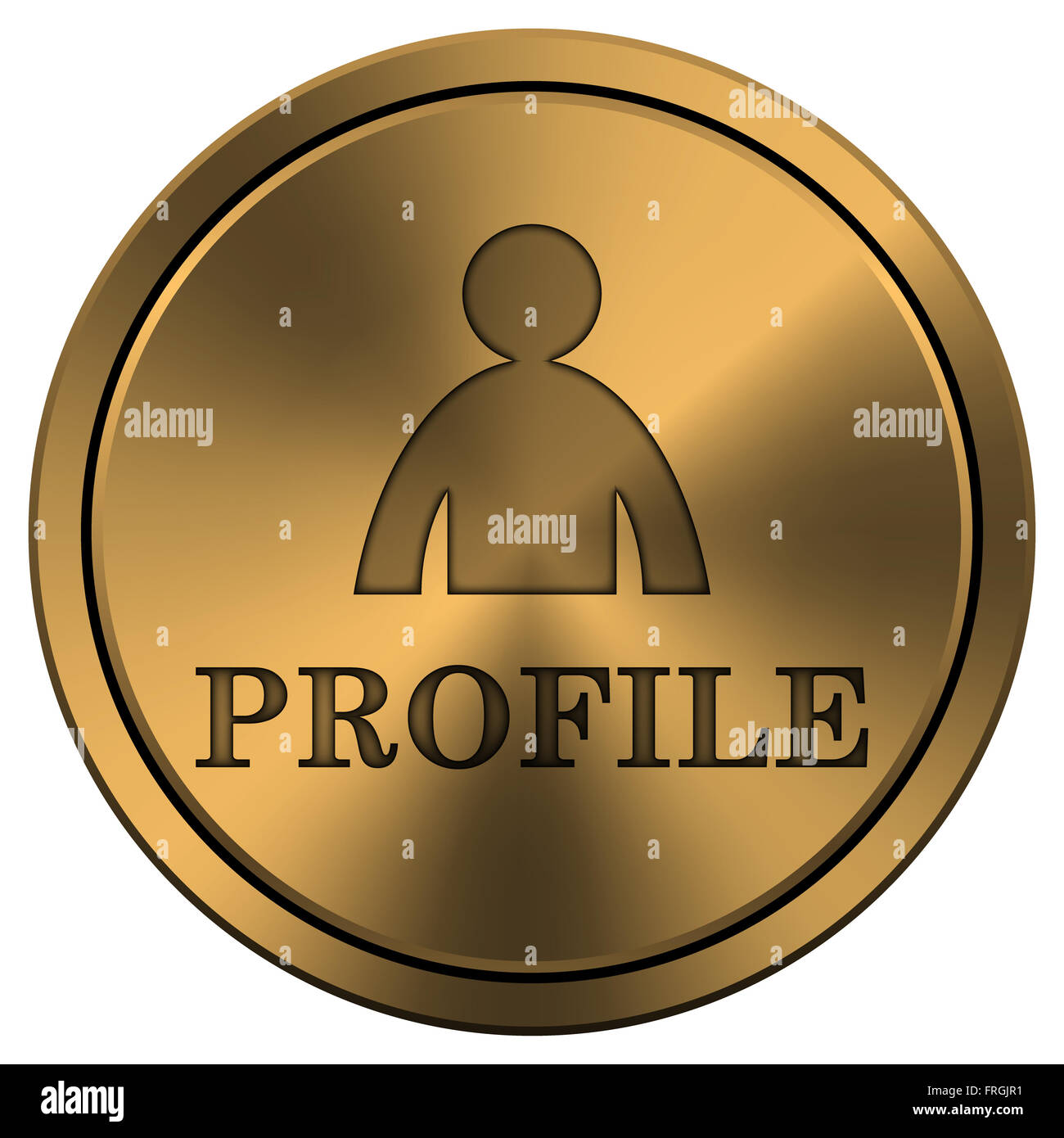 Metallic icon with carved design on copper-colored background Stock ...