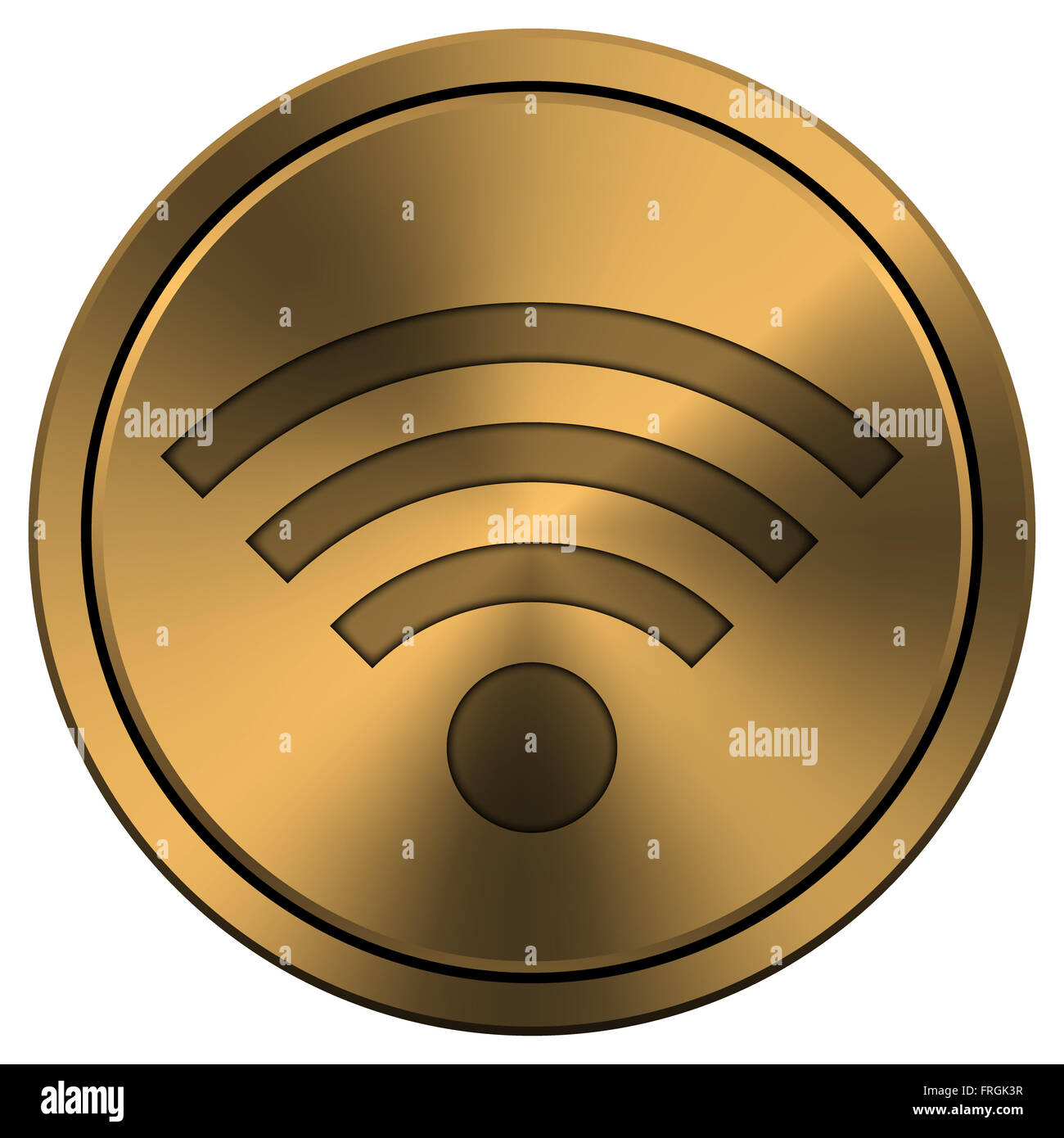 Metallic icon with carved design on copper-colored background Stock ...