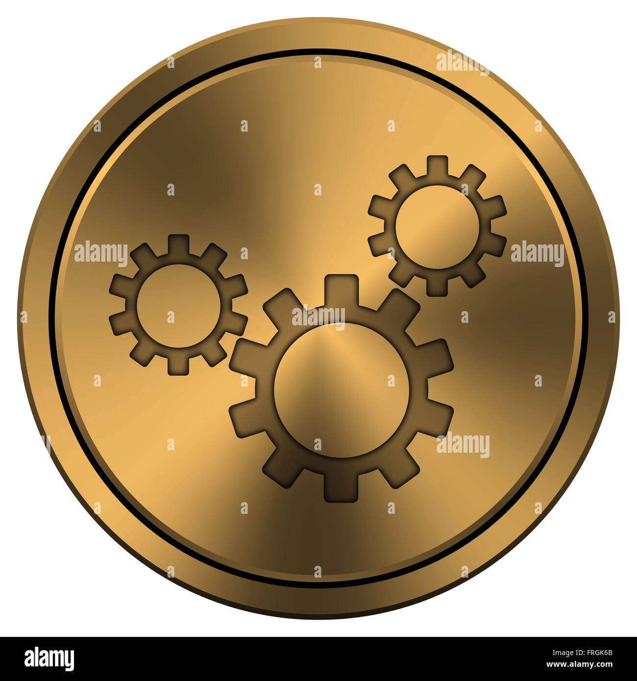 Metallic icon with carved design on copper-colored background Stock ...