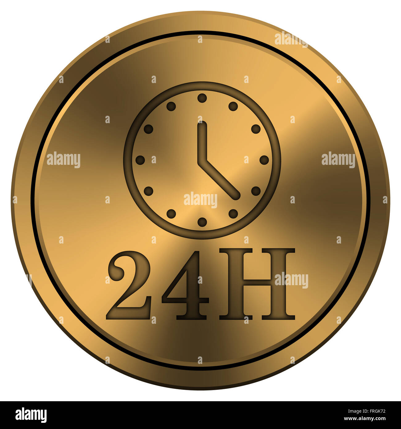 Metallic icon with carved design on copper-colored background Stock ...