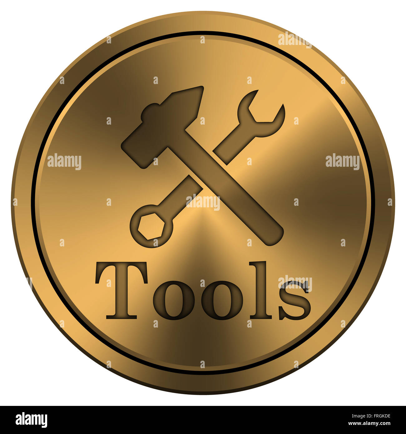 Metallic icon with carved design on copper-colored background Stock ...