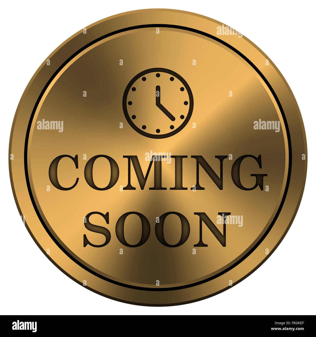 Metallic icon with carved design on copper-colored background Stock ...