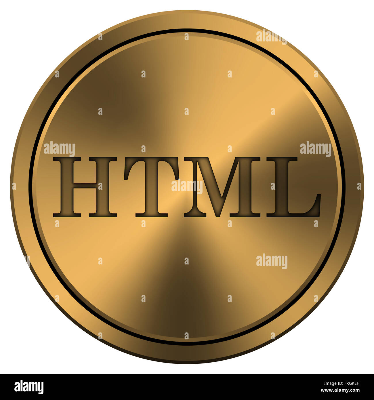 Metallic icon with carved design on copper-colored background Stock ...