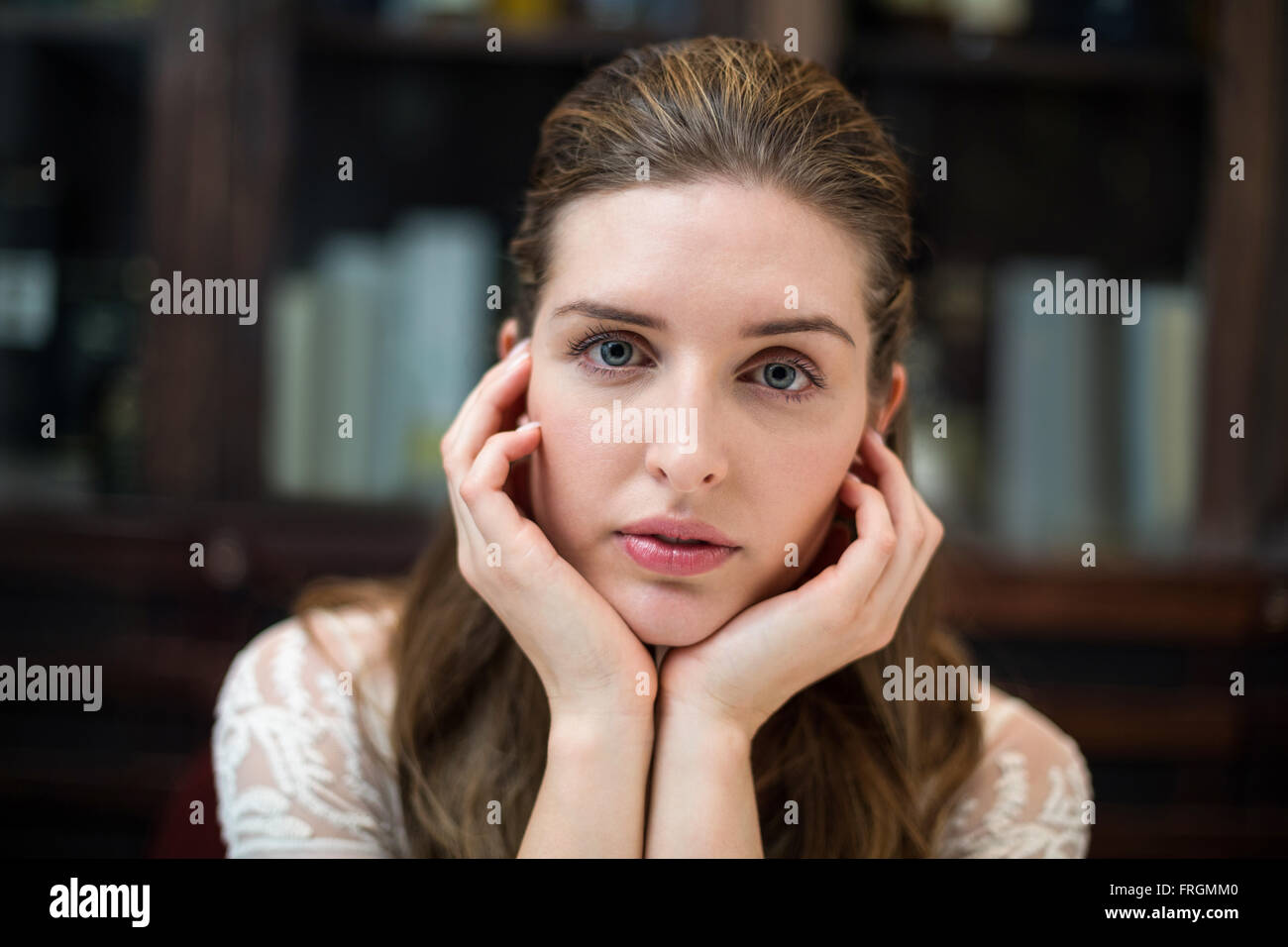 Portrait sad young brunette hi-res stock photography and images - Alamy