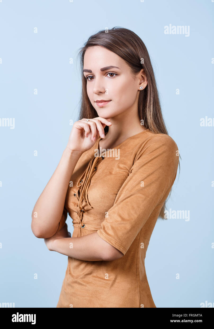 Beautiful woman thinking Stock Photo - Alamy