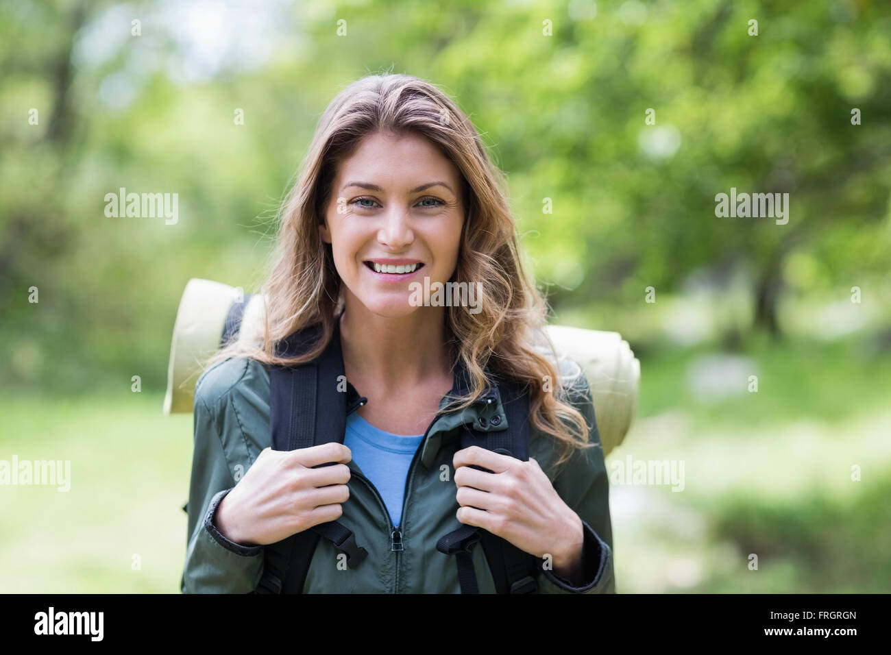 Portrait woman backpack standing hi-res stock photography and images ...