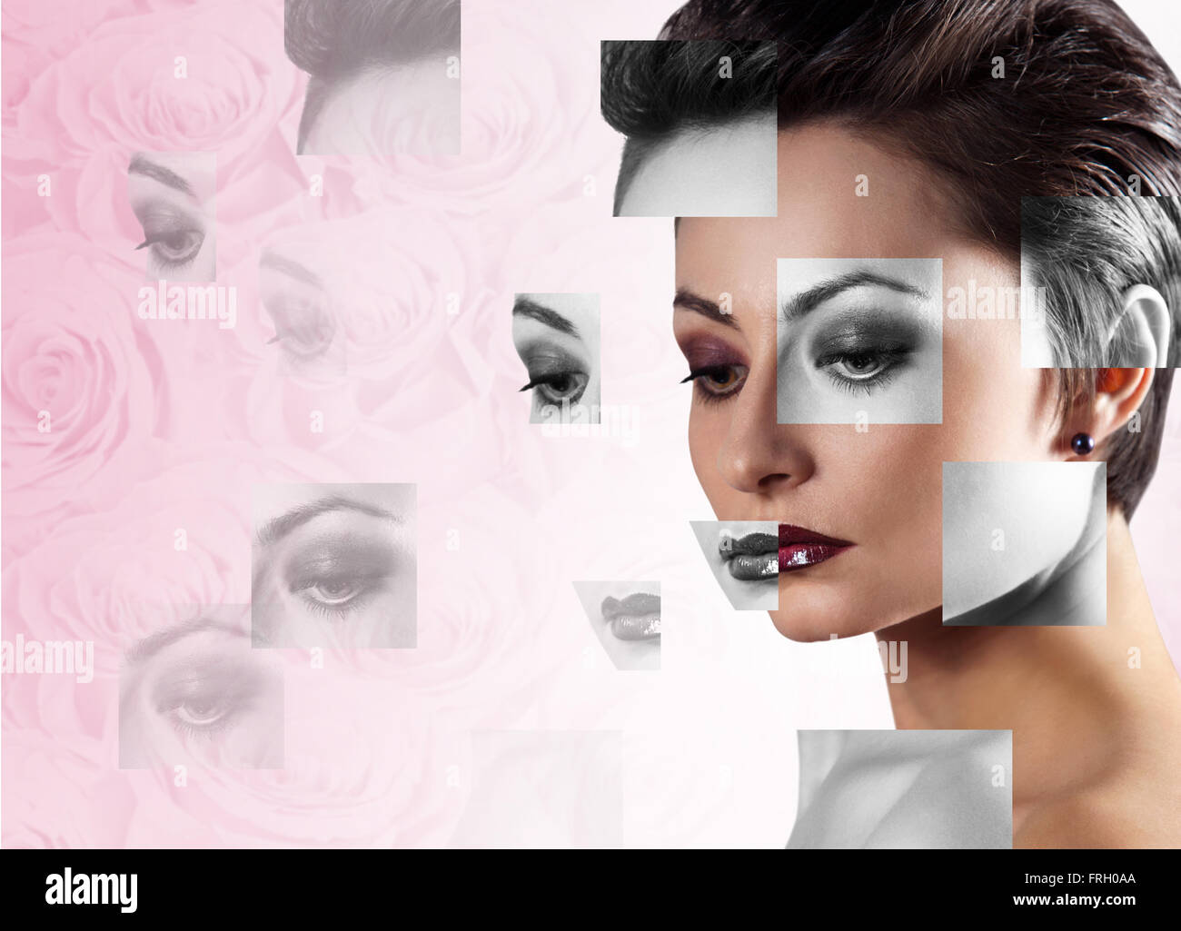 Perfect female face made of different faces Stock Photo - Alamy