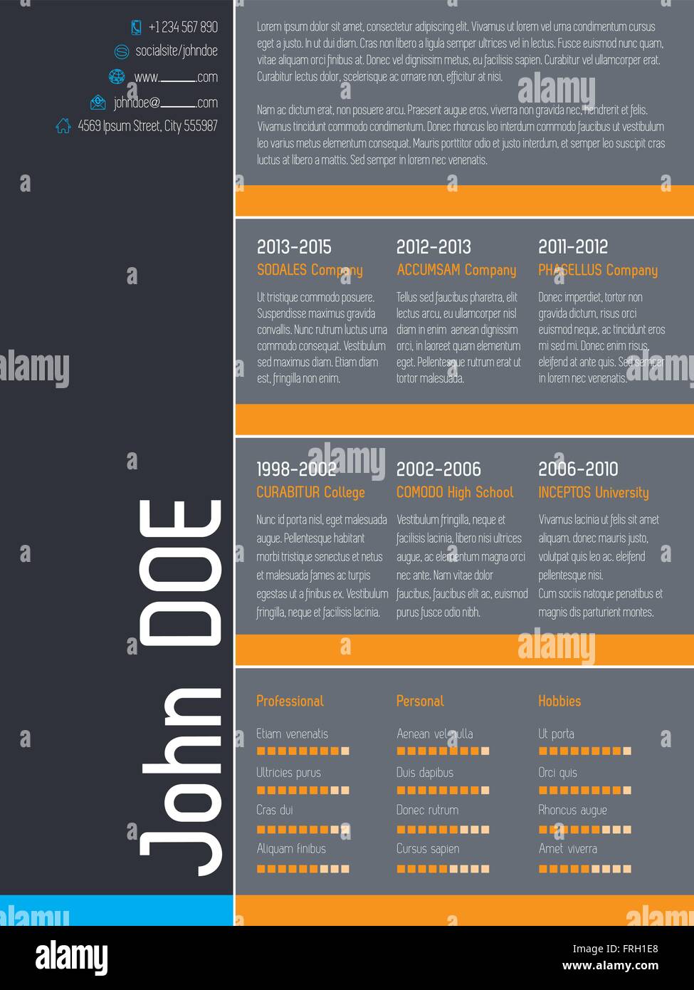 Modern curriculum vitae resume cv template with simplistic elements ... Modern curriculum vitae resume cv template with simplistic elements ...