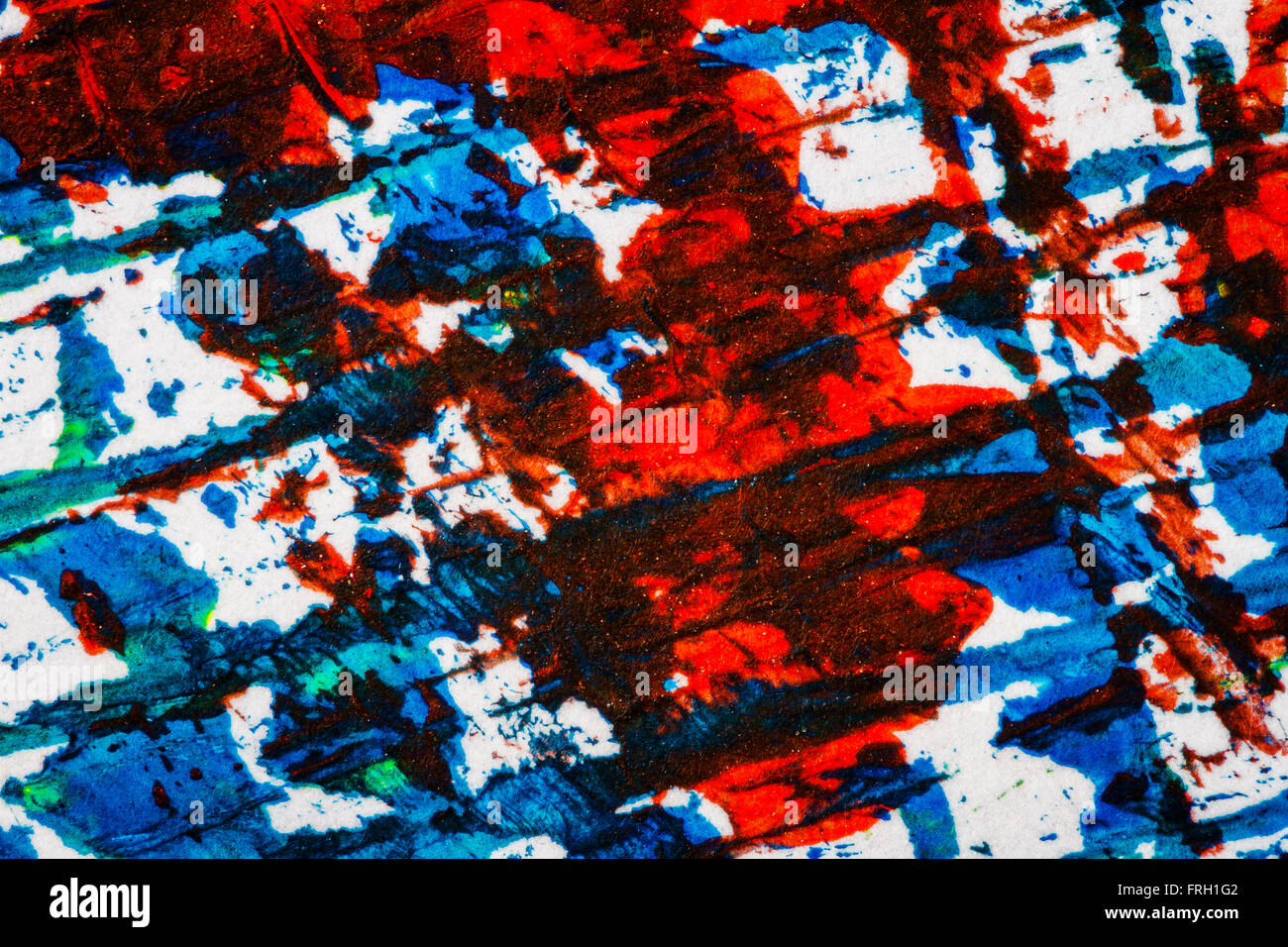 Abstract hand painted blue and red acrylic art background Stock Photo ...