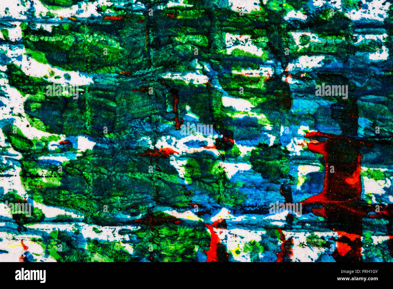 Abstract hand painted blue green and red acrylic art background Stock ...