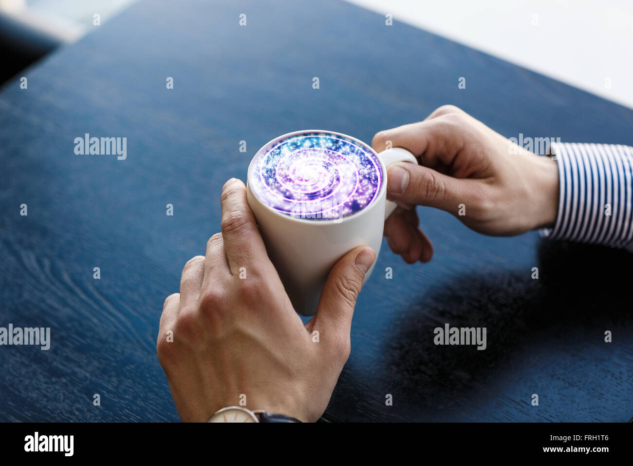 Coffee cup with cosmos space Stock Photo - Alamy