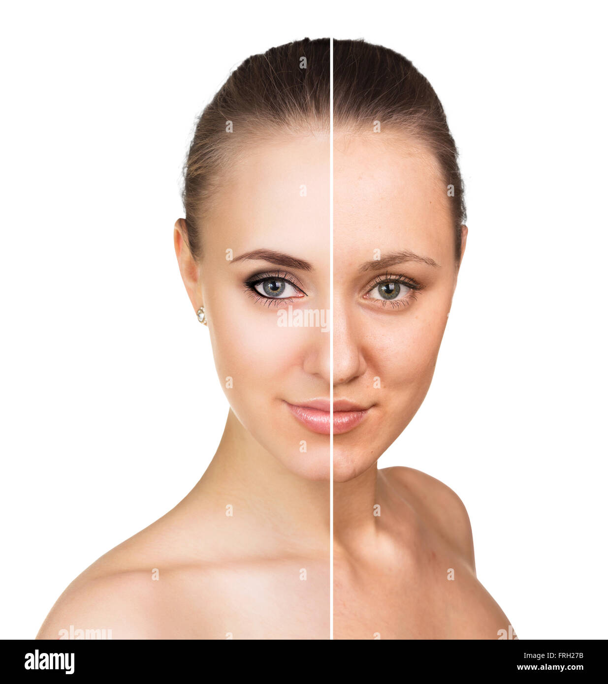 Comparative portrait of female face Stock Photo - Alamy