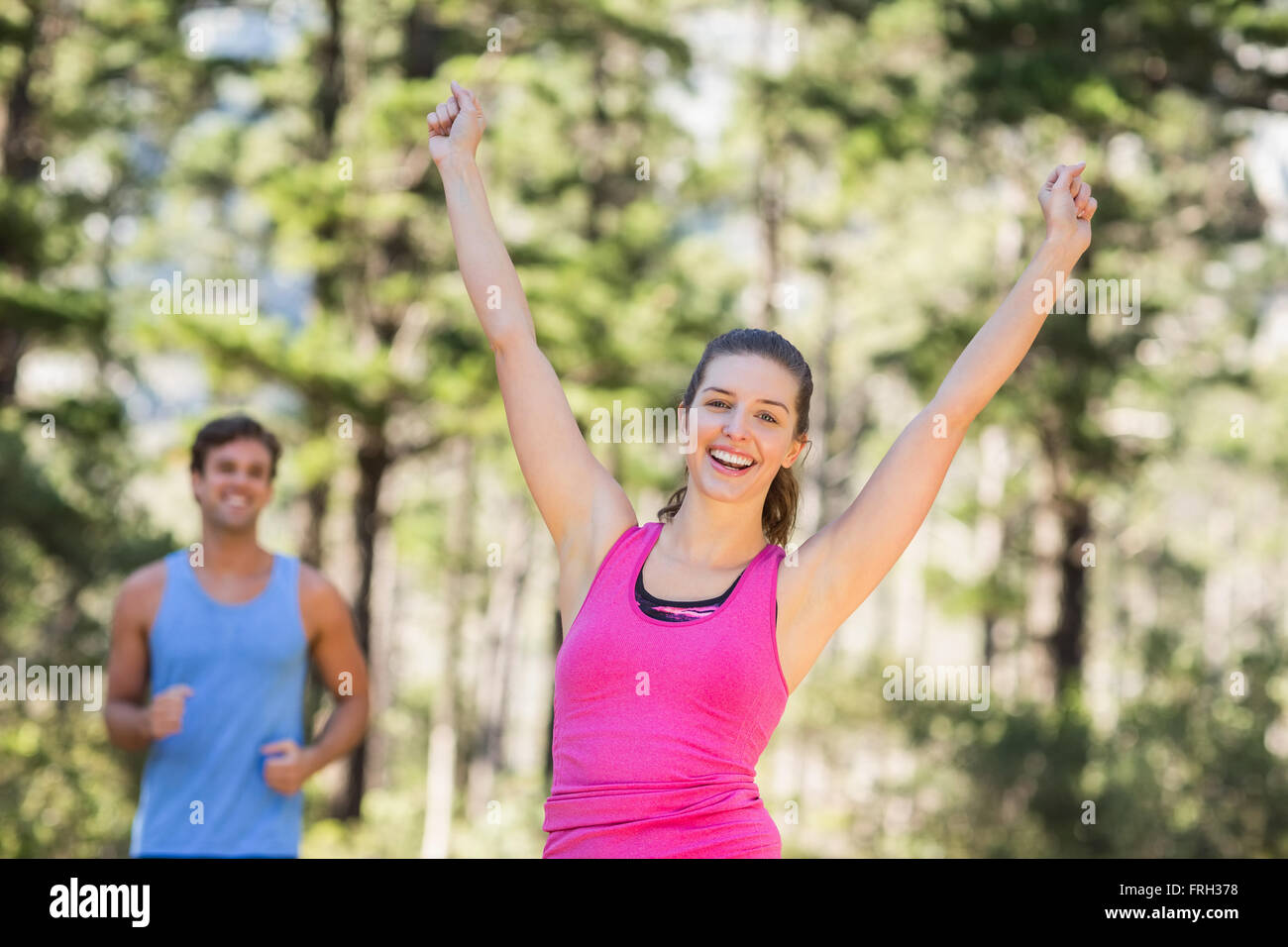 Woman arms raised top hi-res stock photography and images - Alamy