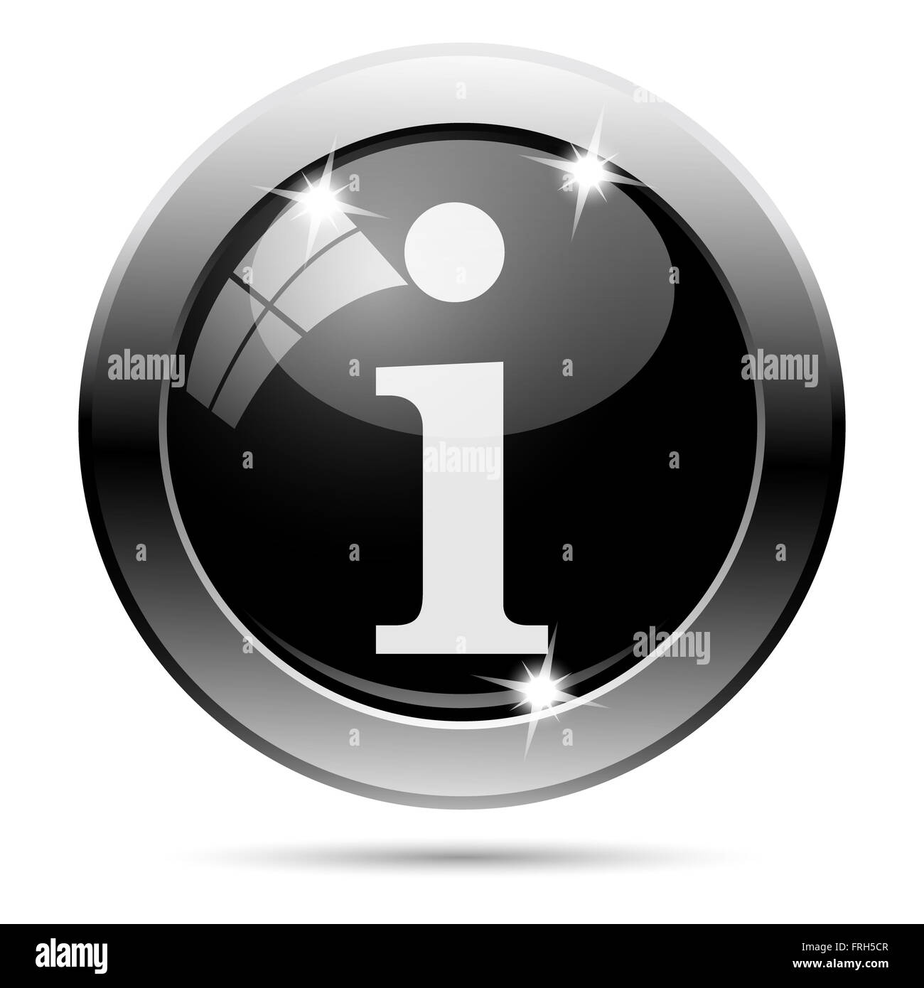 Metallic round glossy icon with white design on black background Stock ...