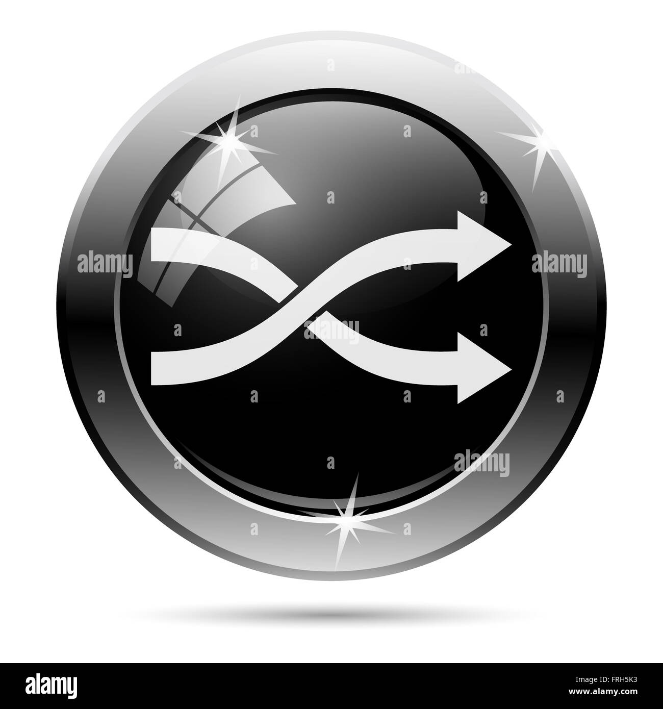 Shuffle icon. Metallic internet button on white background Stock Photo ...