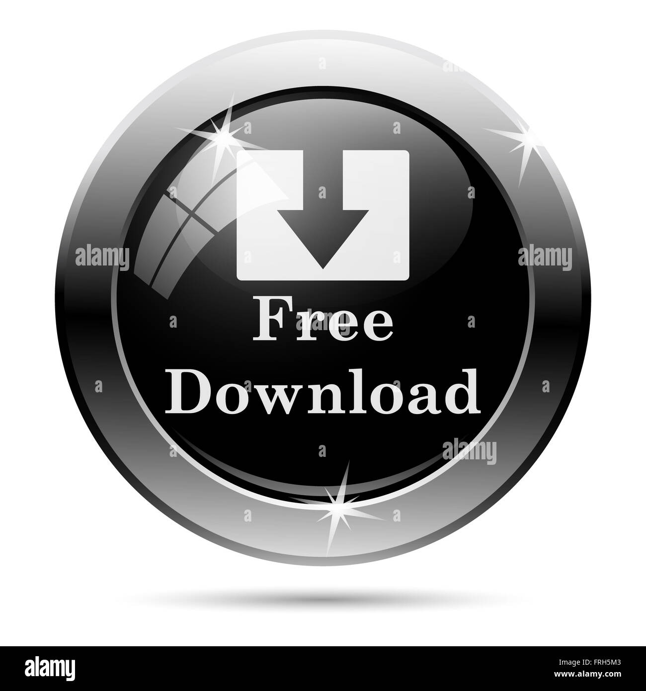 Free download icon. Metallic internet button on white background Stock ...