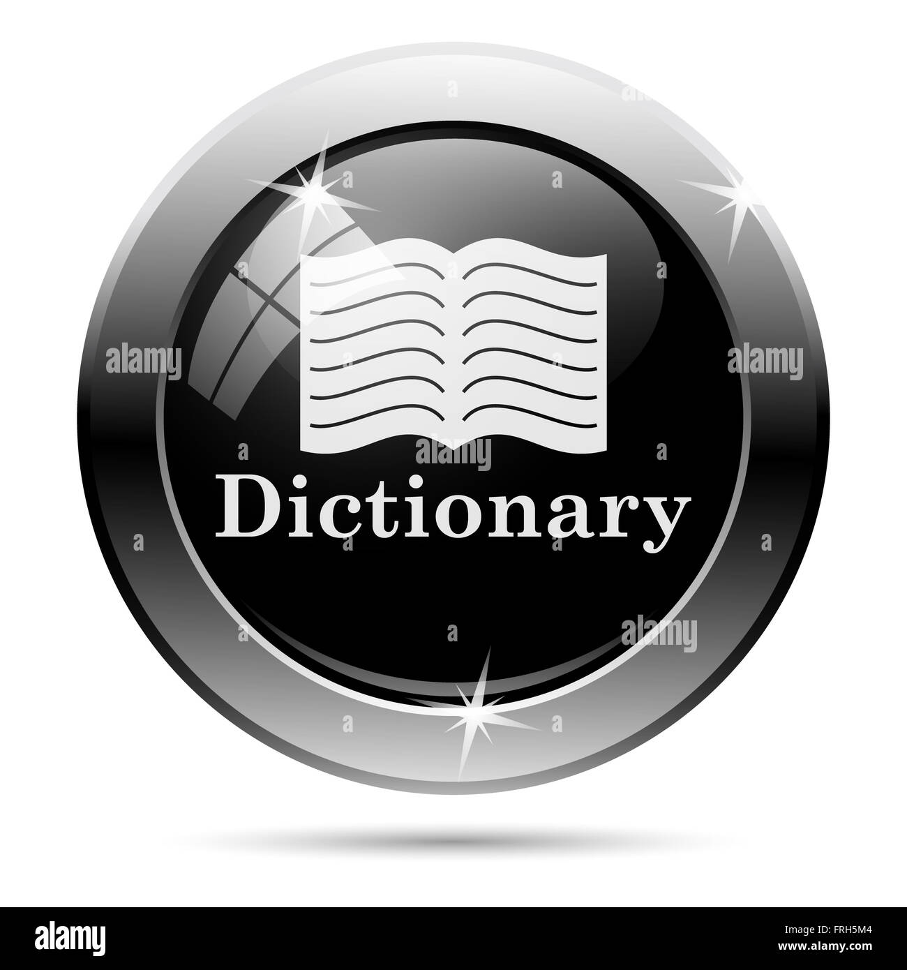 Dictionary icon. Metallic internet button on white background Stock ...