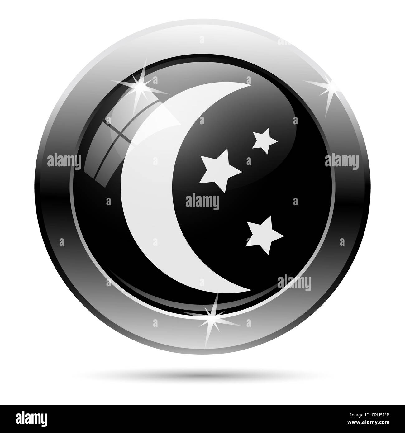 Moon icon. Metallic internet button on white background Stock Photo - Alamy