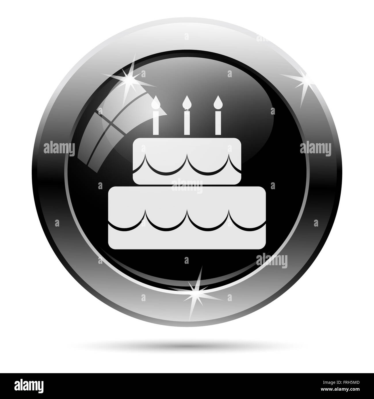 Cake icon. Metallic internet button on white background Stock Photo - Alamy