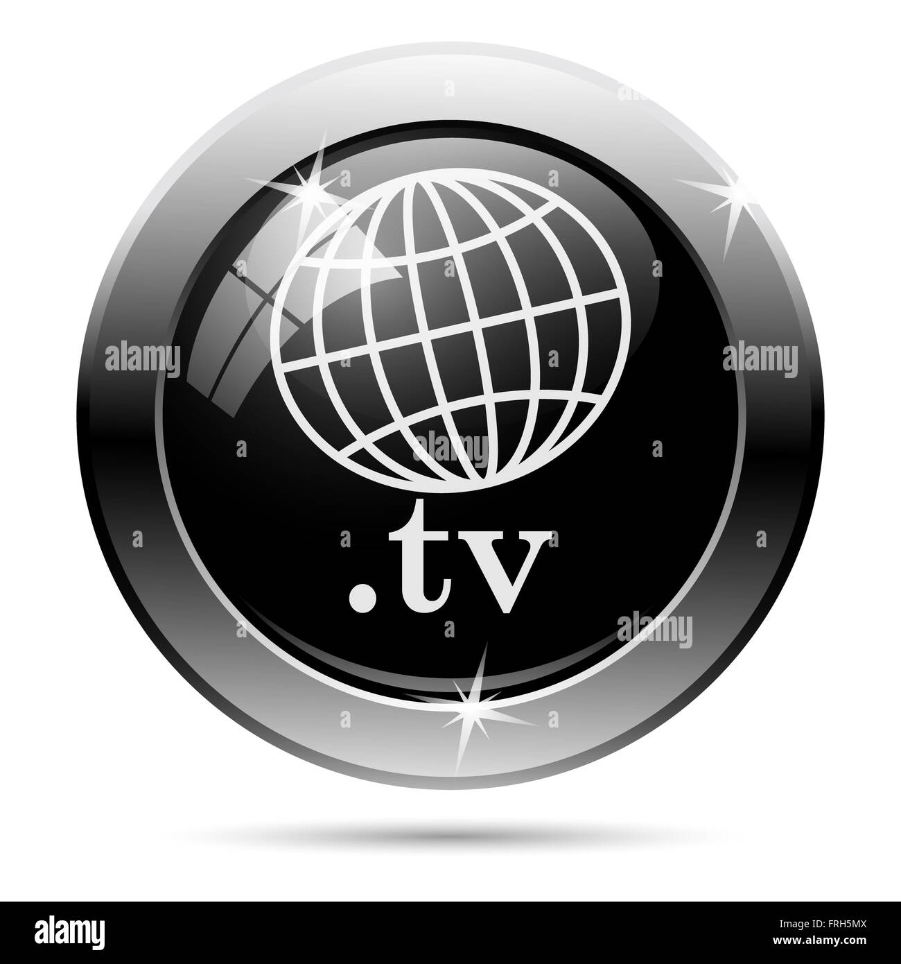 .tv icon. Metallic internet button on white background Stock Photo - Alamy