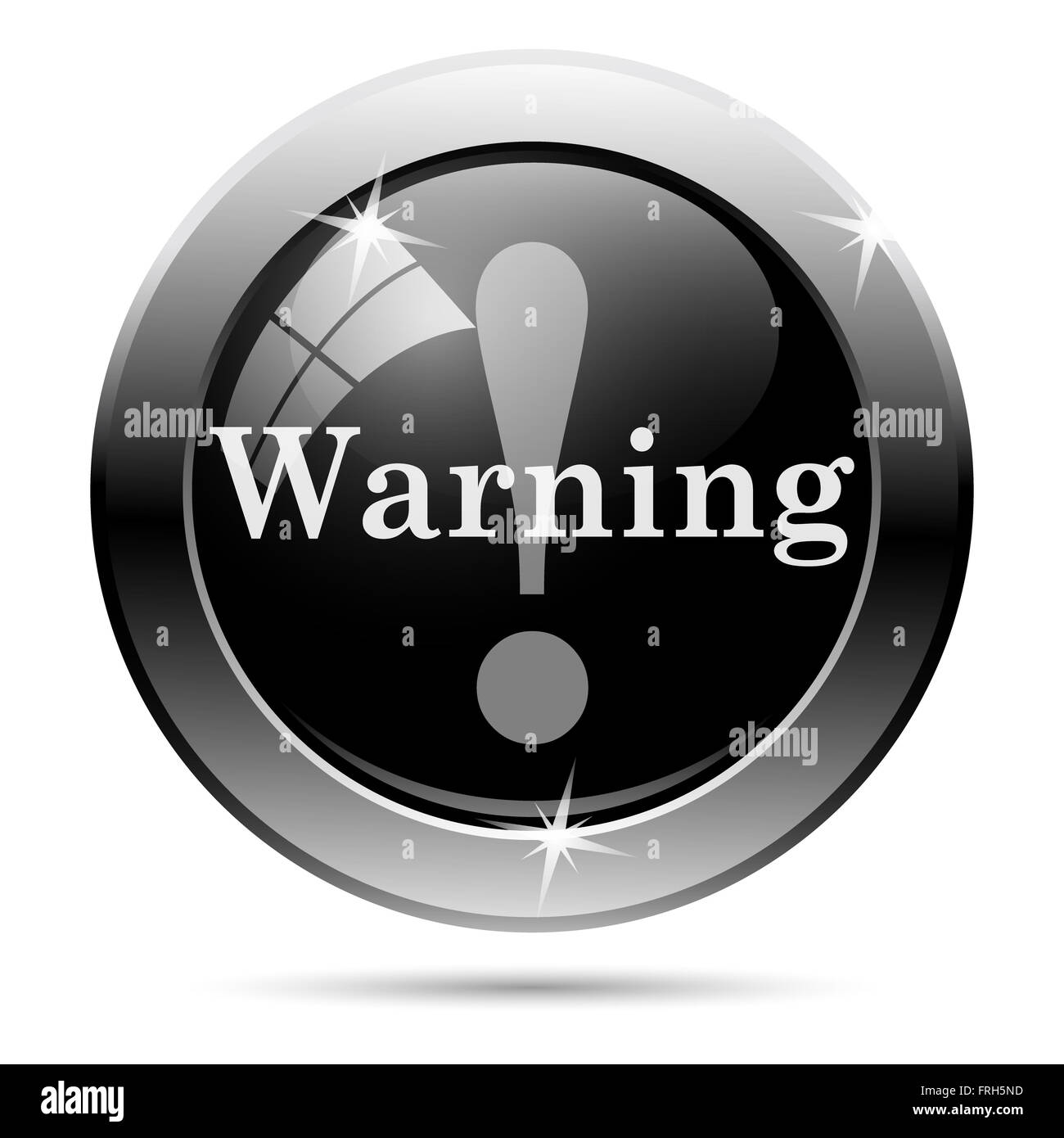 Warning icon. Metallic internet button on white background Stock Photo ...