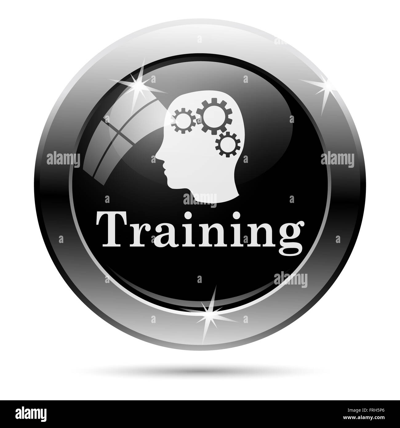 Training icon. Metallic internet button on white background Stock Photo ...