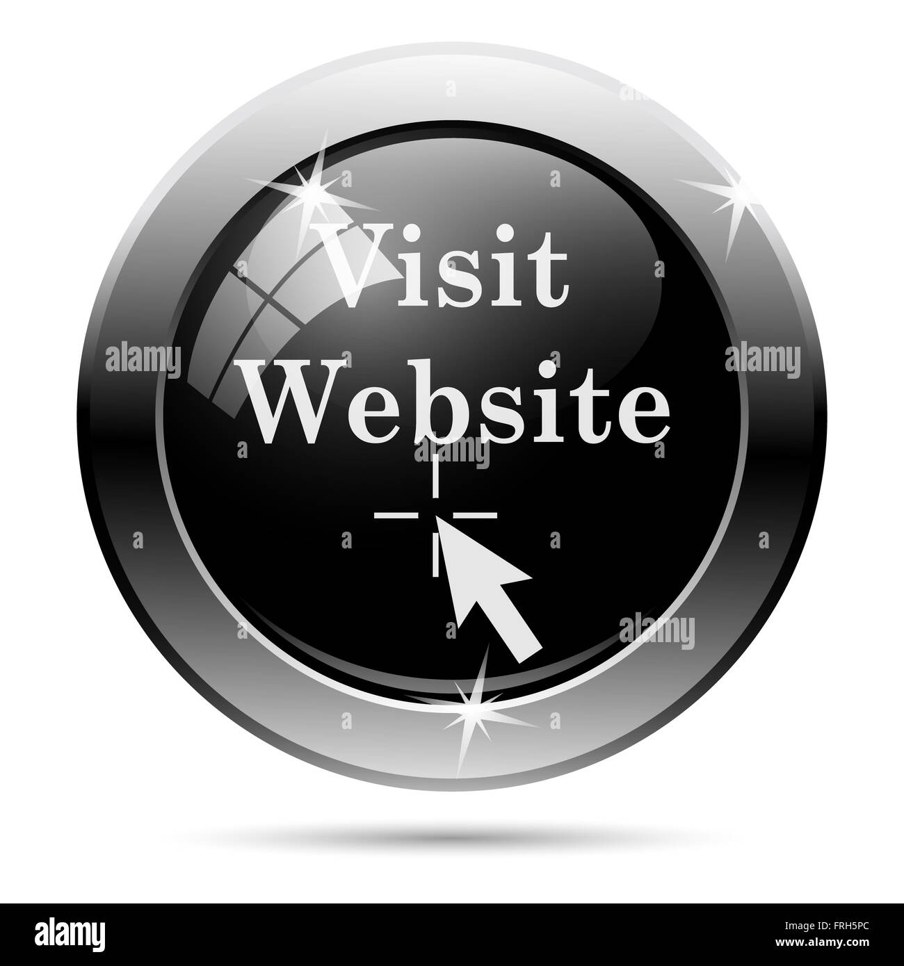 Visit website icon. Metallic internet button on white background Stock ...