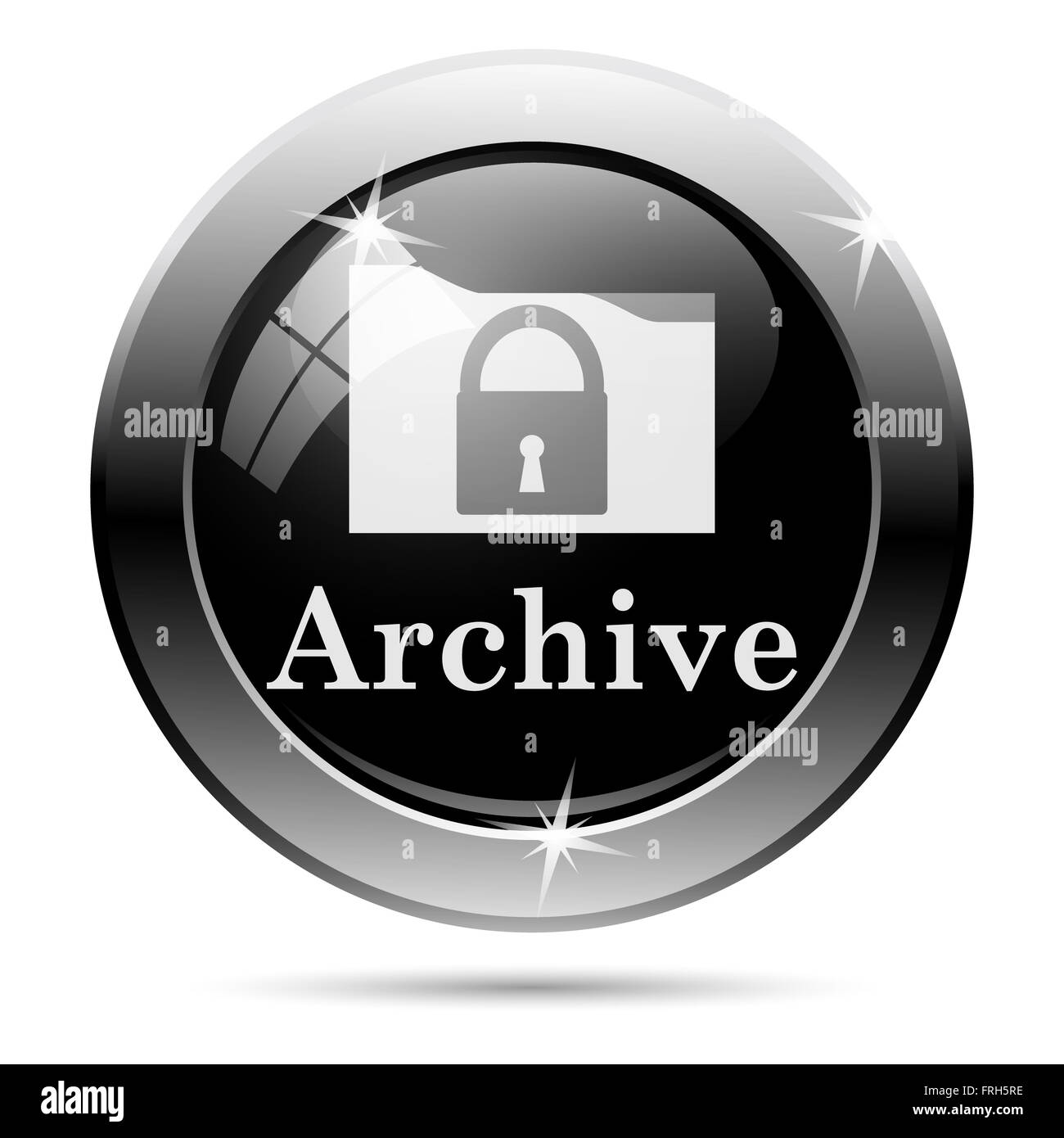 Archive icon. Metallic internet button on white background Stock Photo ...