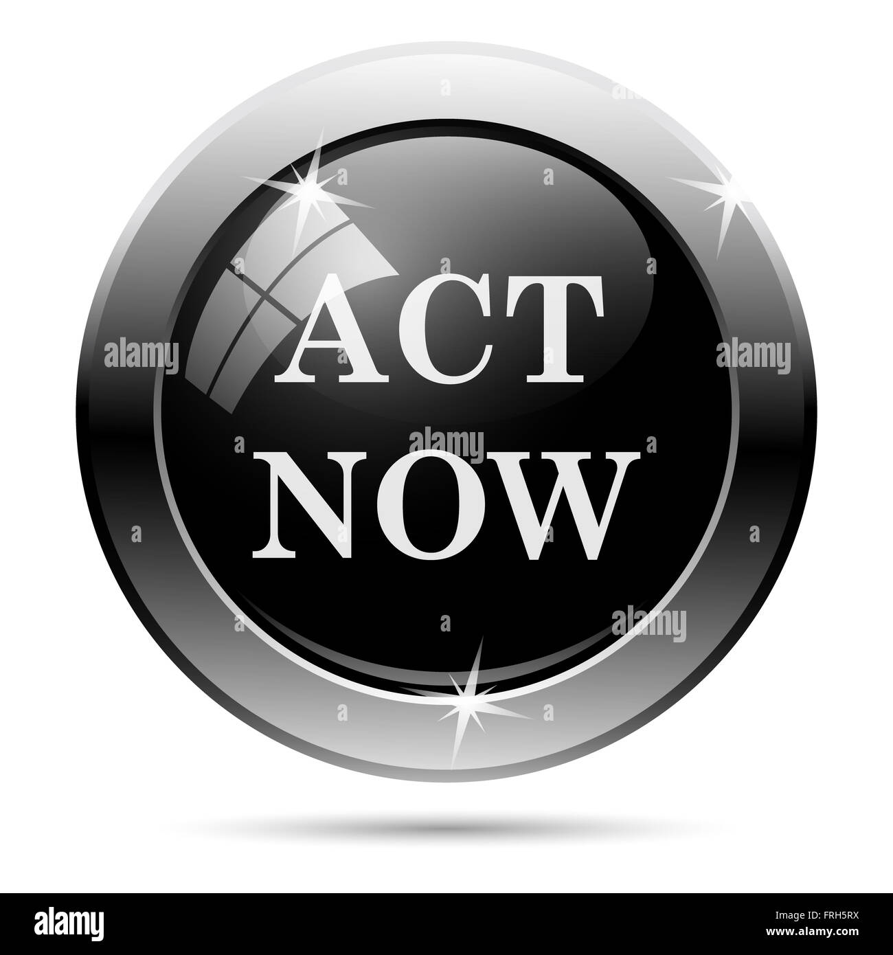 Act now icon. Metallic internet button on white background Stock Photo ...
