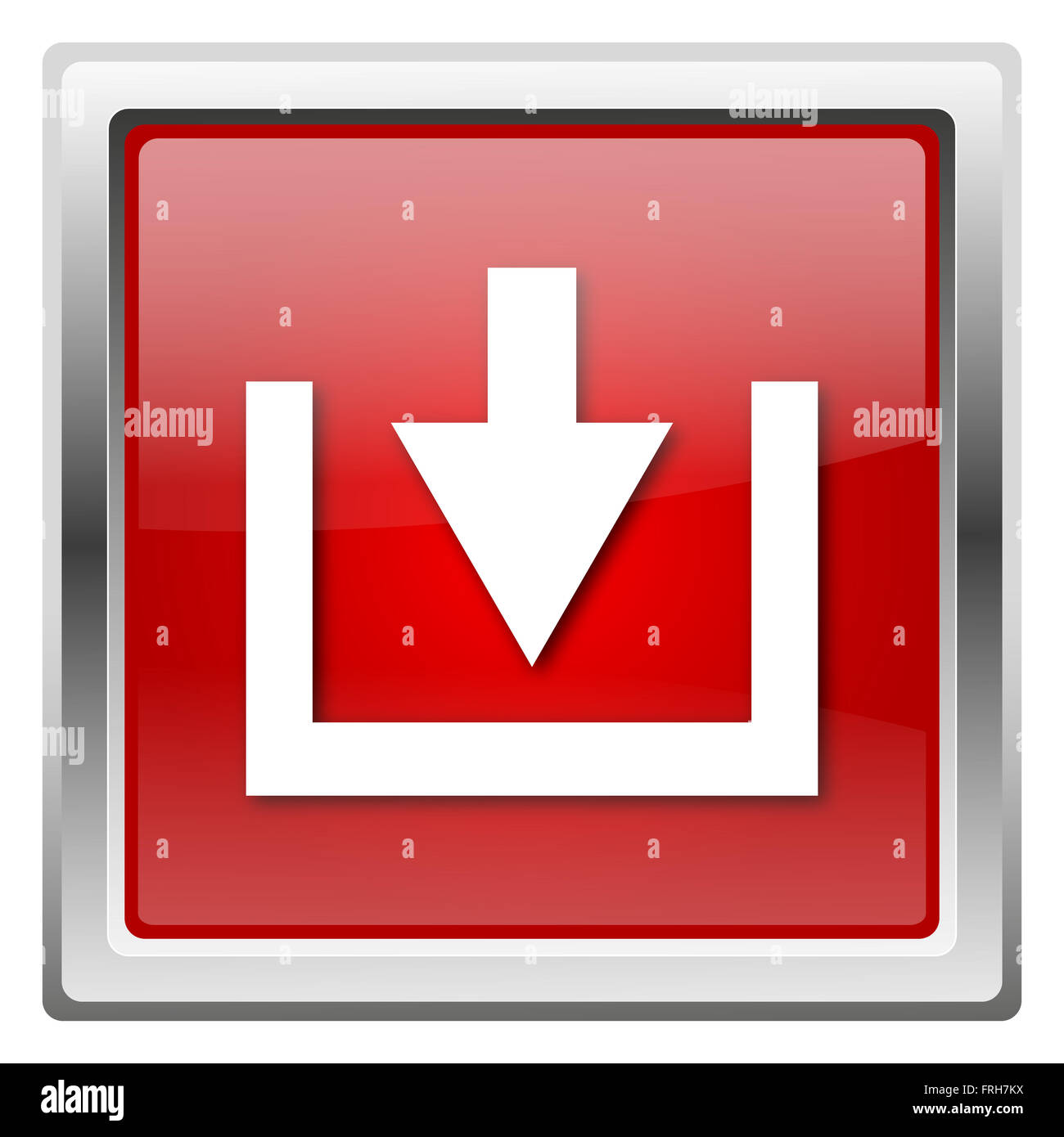 Metallic icon with white design on red background Stock Photo - Alamy