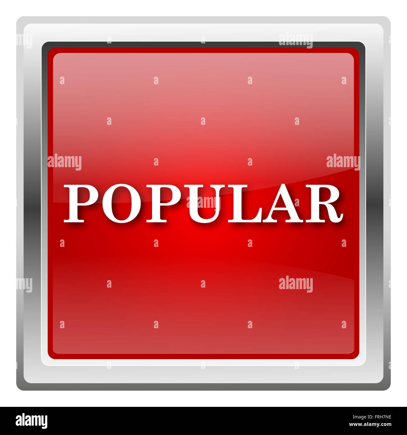 Metallic icon with white design on red background Stock Photo - Alamy