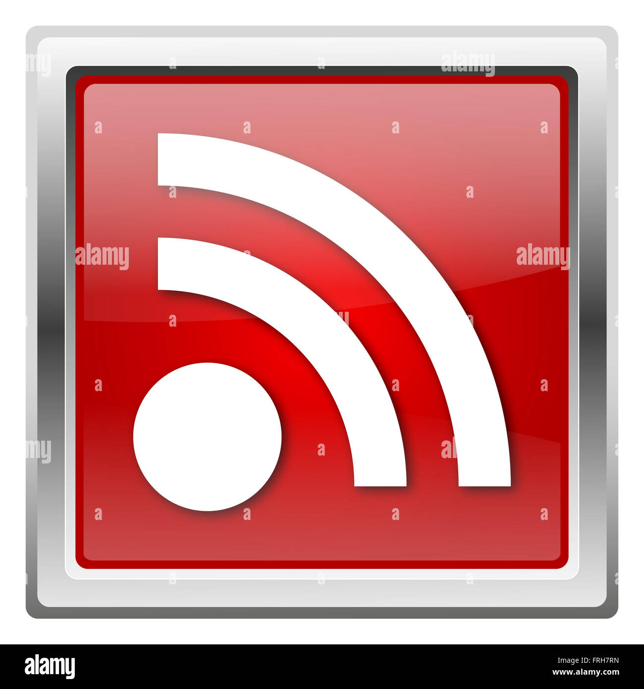 Metallic icon with white design on red background Stock Photo - Alamy