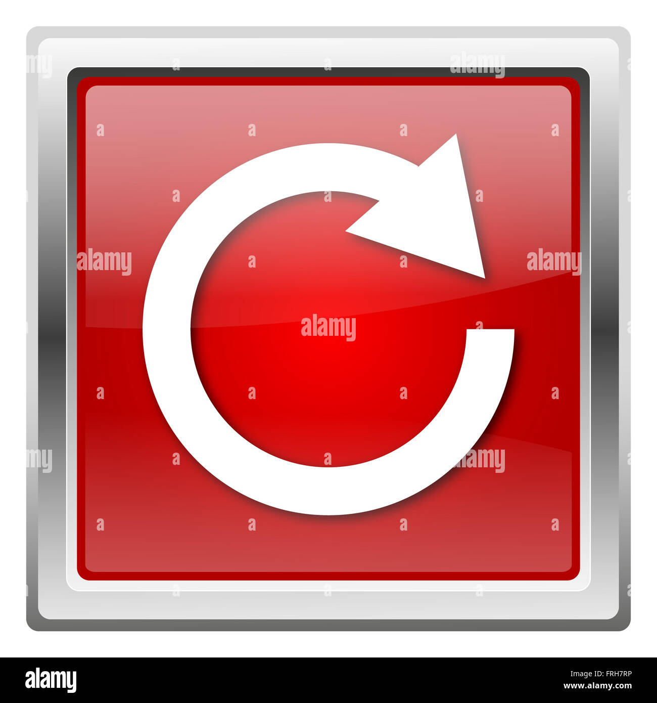 Metallic icon with white design on red background Stock Photo - Alamy