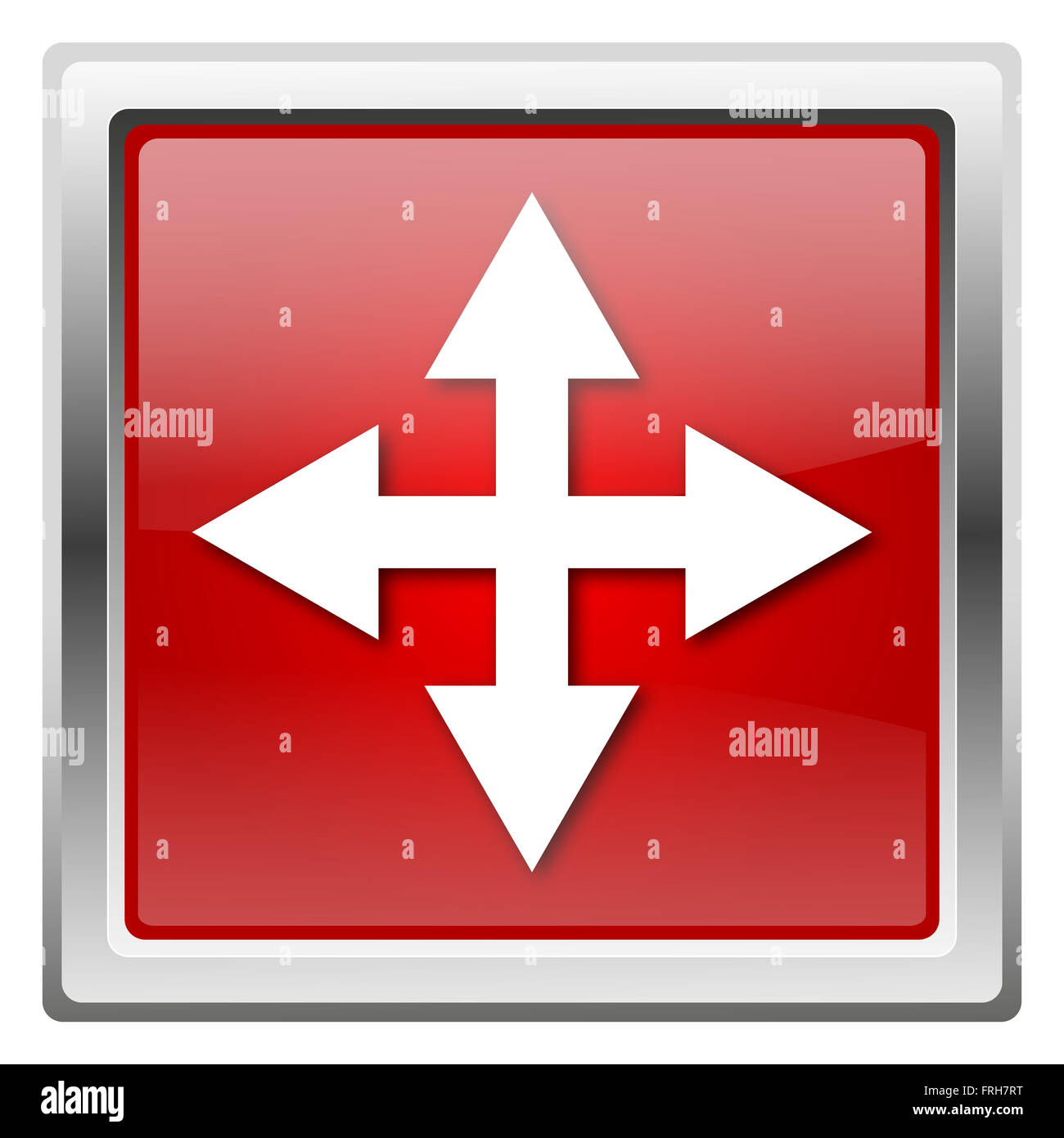 Metallic icon with white design on red background Stock Photo - Alamy