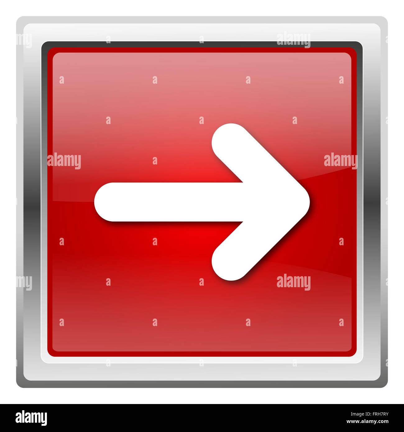 Metallic icon with white design on red background Stock Photo - Alamy