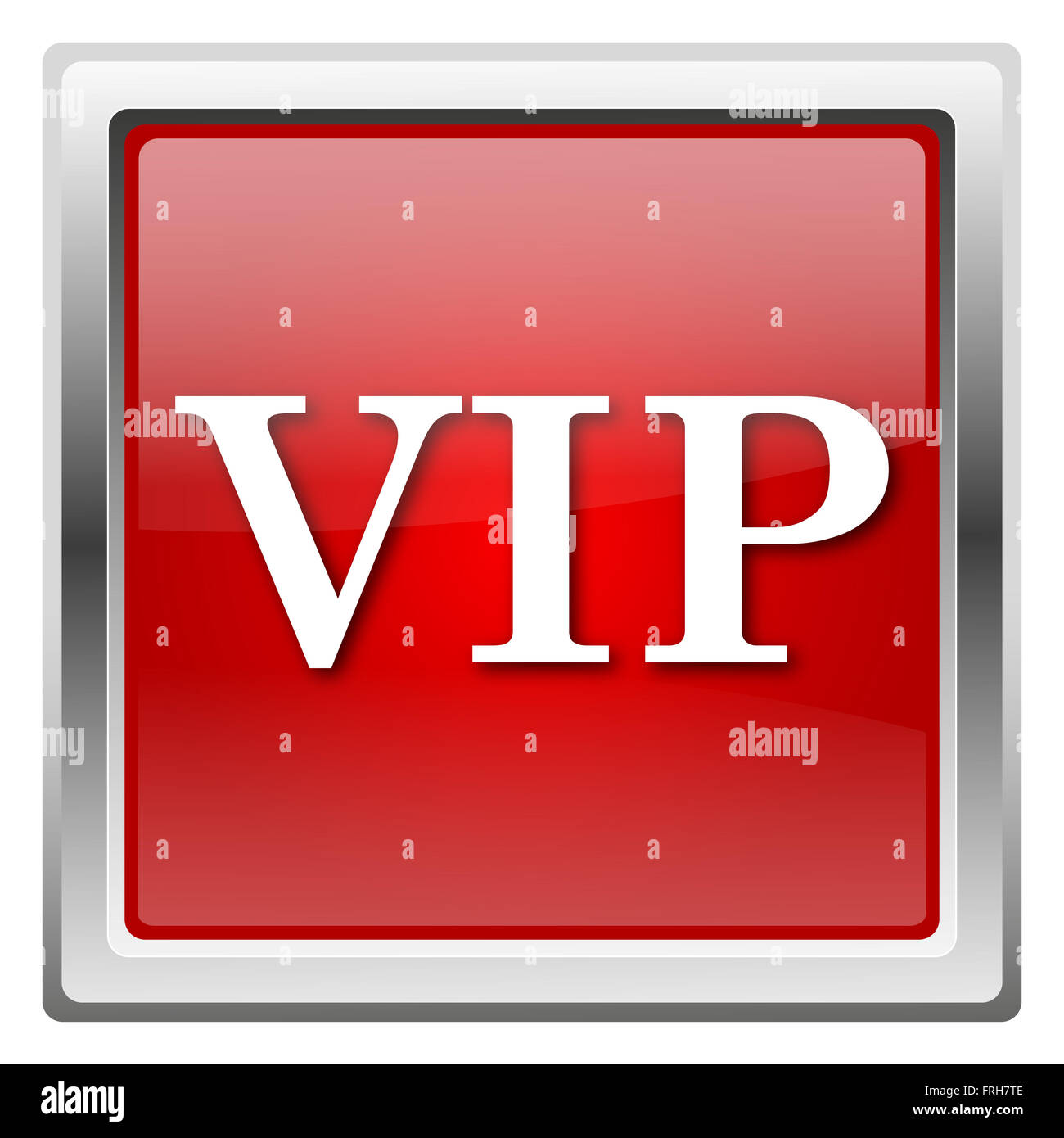 Metallic icon with white design on red background Stock Photo - Alamy