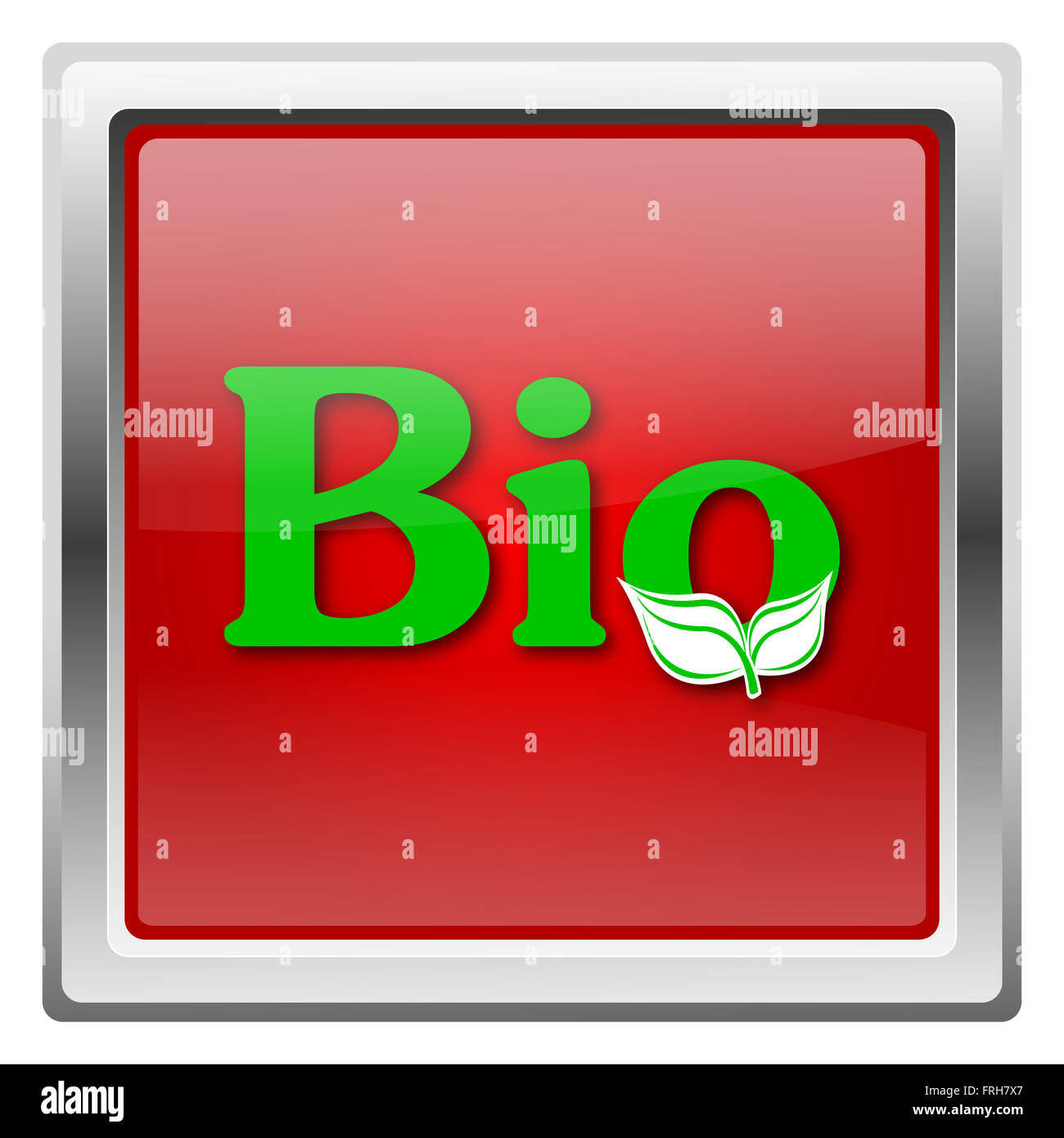 Metallic icon with green design on red background Stock Photo - Alamy