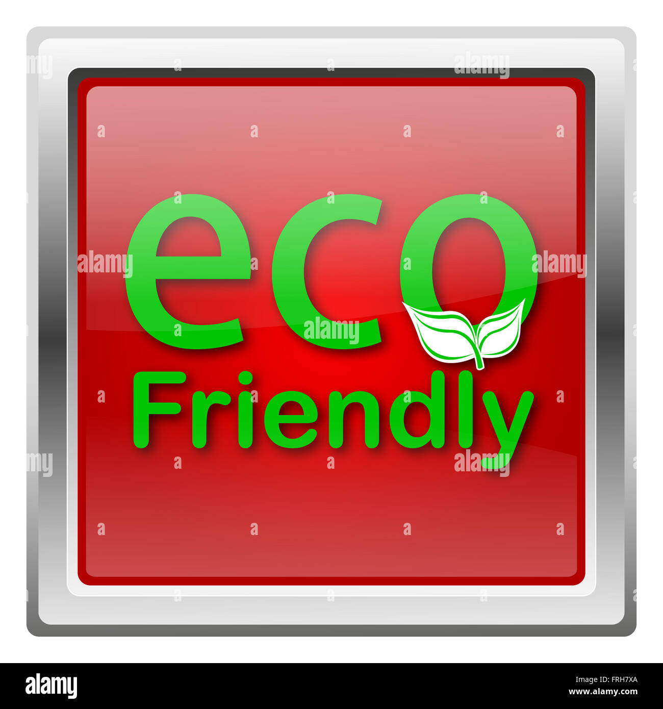 Metallic icon with green design on red background Stock Photo - Alamy